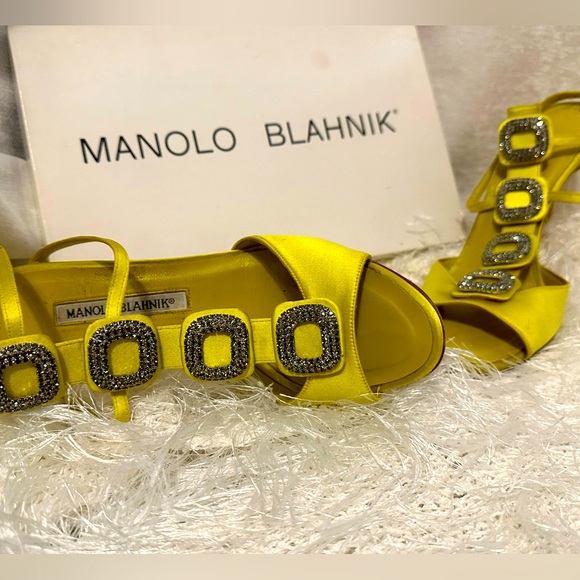 Manolo Blahnik | Shoes | Satin And Rhinestone Kitten Heels | Poshmark